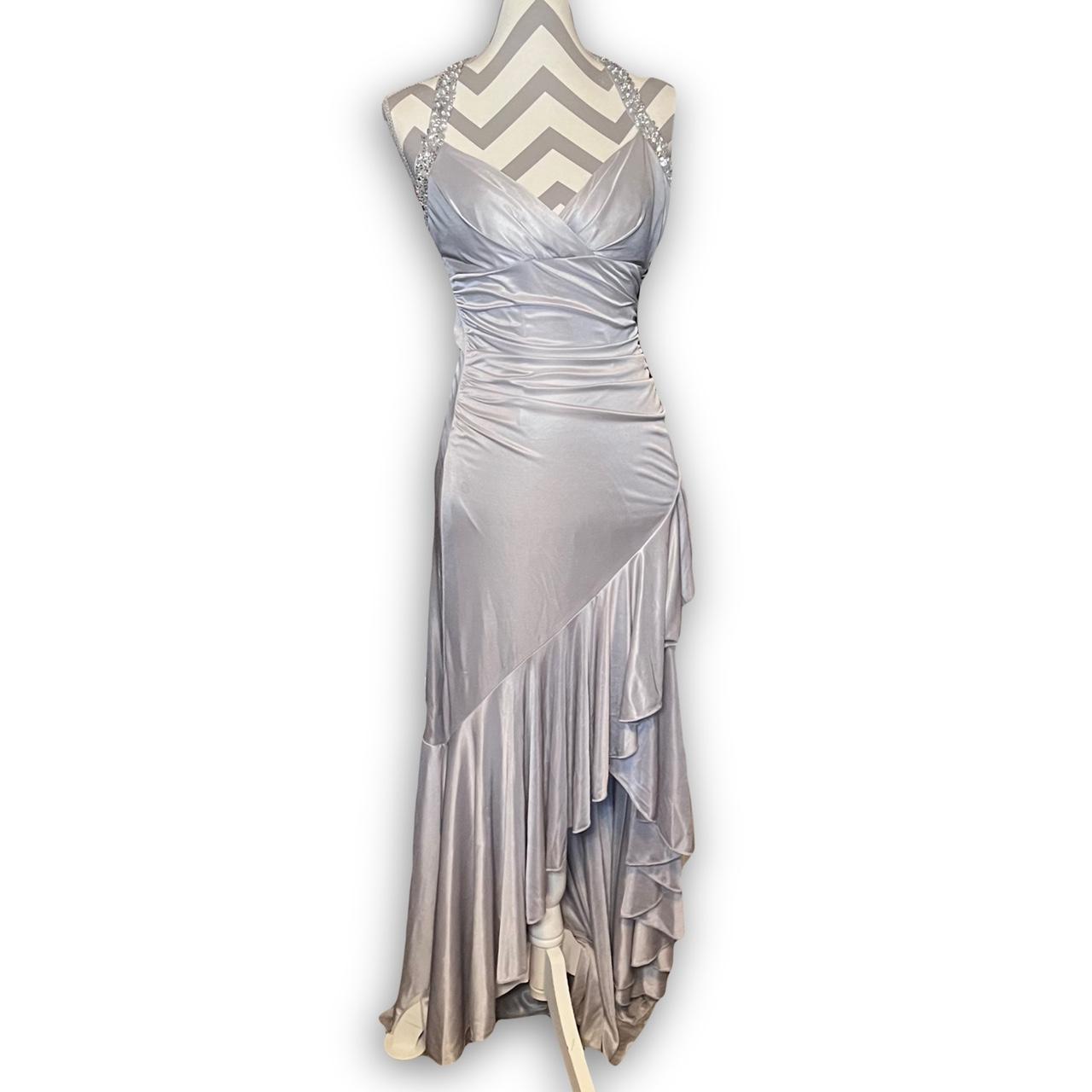 Y2K silver ruffle rhinestone dress This piece is... - Depop