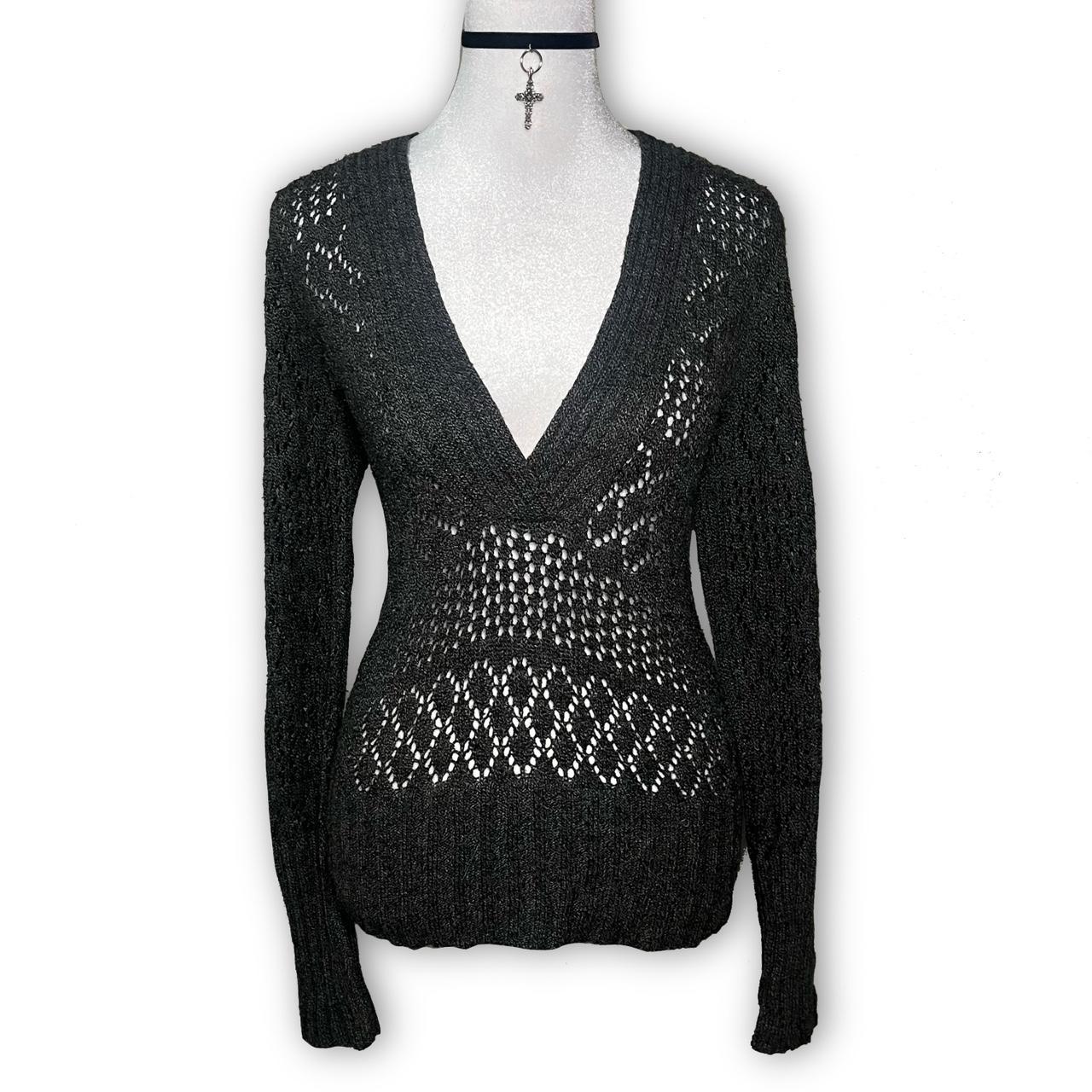 Y2K grey knit v neck sweater This piece is so... - Depop