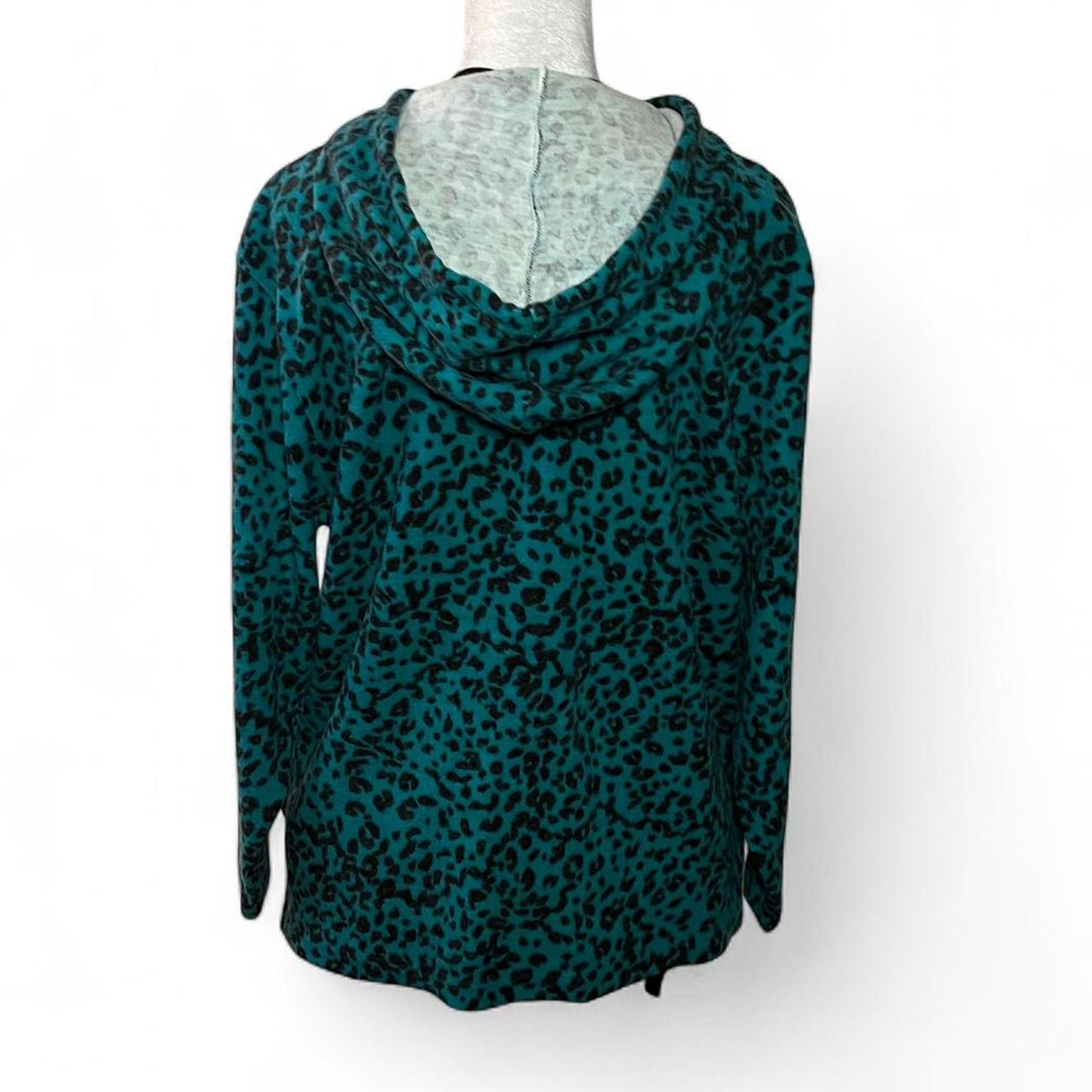 Y2K teal and blue leopard print fuzzy grunge 2000s... | Depop