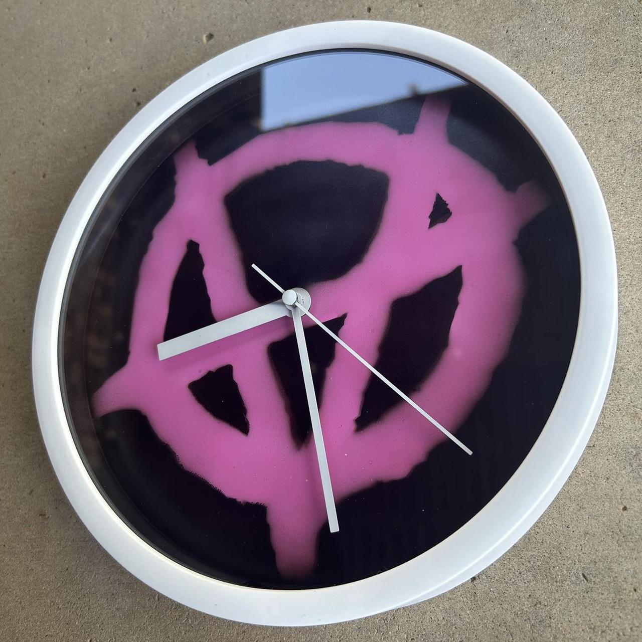 pink anarchy clock -8.78 inches -airbrushed... - Depop