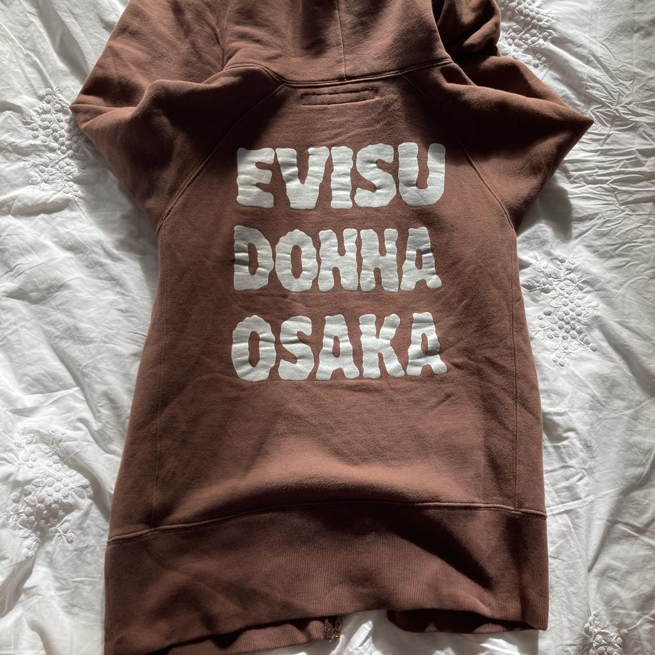 Brown evisu hoodie. Label says size 34. Shown on a... | Depop