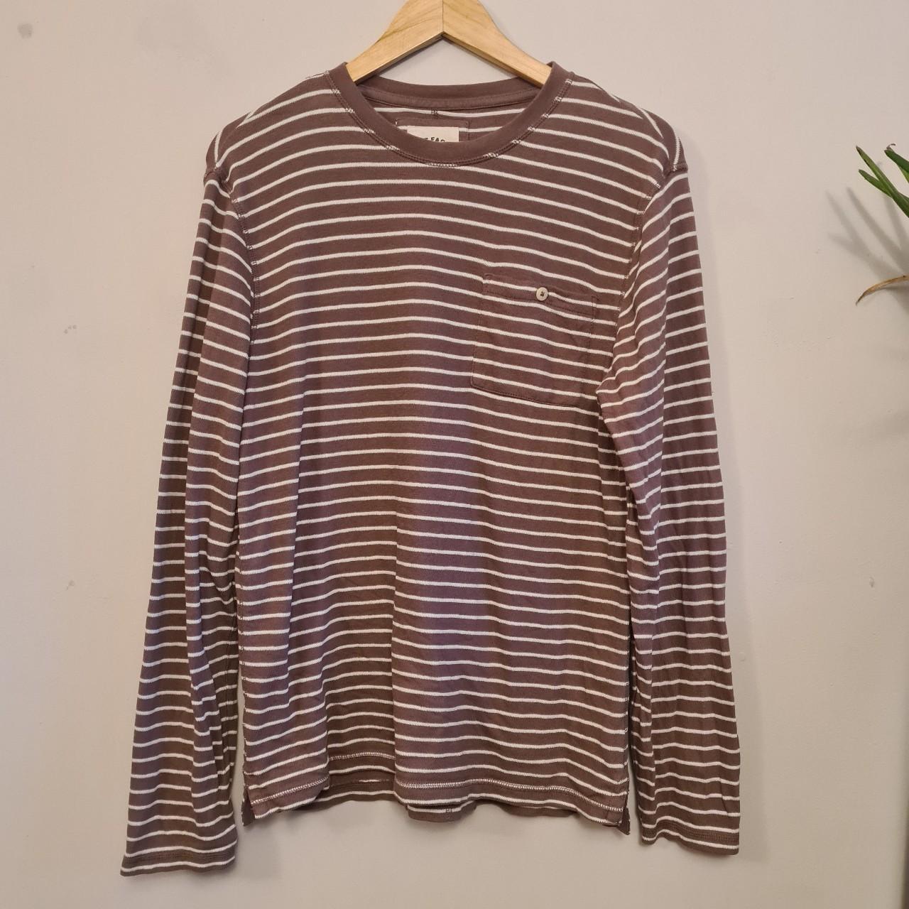 Fat Face long sleeved top | Medium | Mauve & white... - Depop