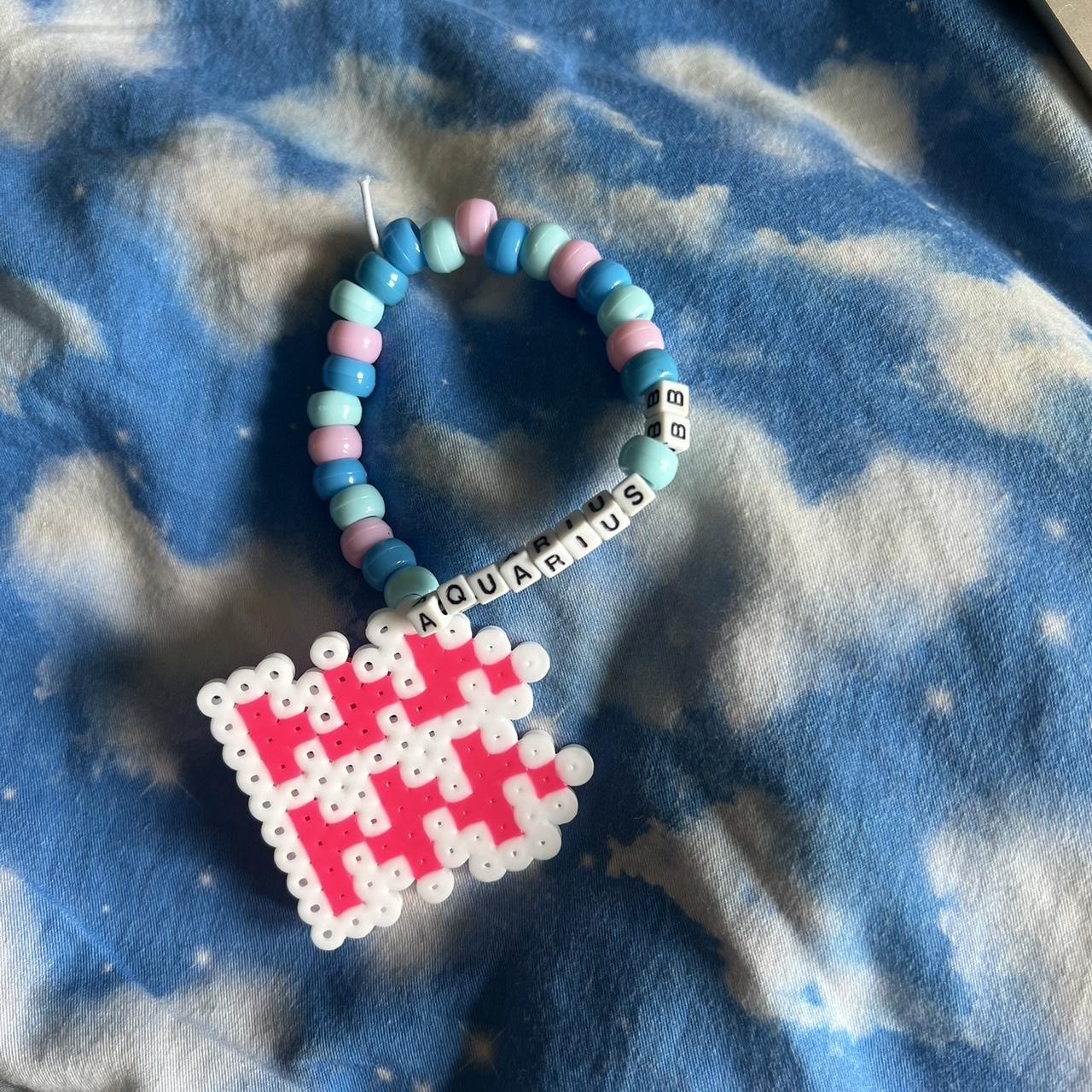 aquarius zodiac sign kandi perler bracelet handmade... - Depop