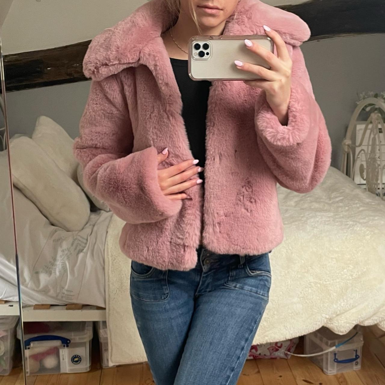 Gorgeous Pink Fluffy Jacket Only Ever Worn Once Depop