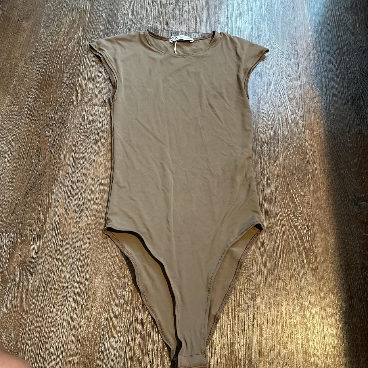 Zara taupe bodysuit seamless material never worn... - Depop