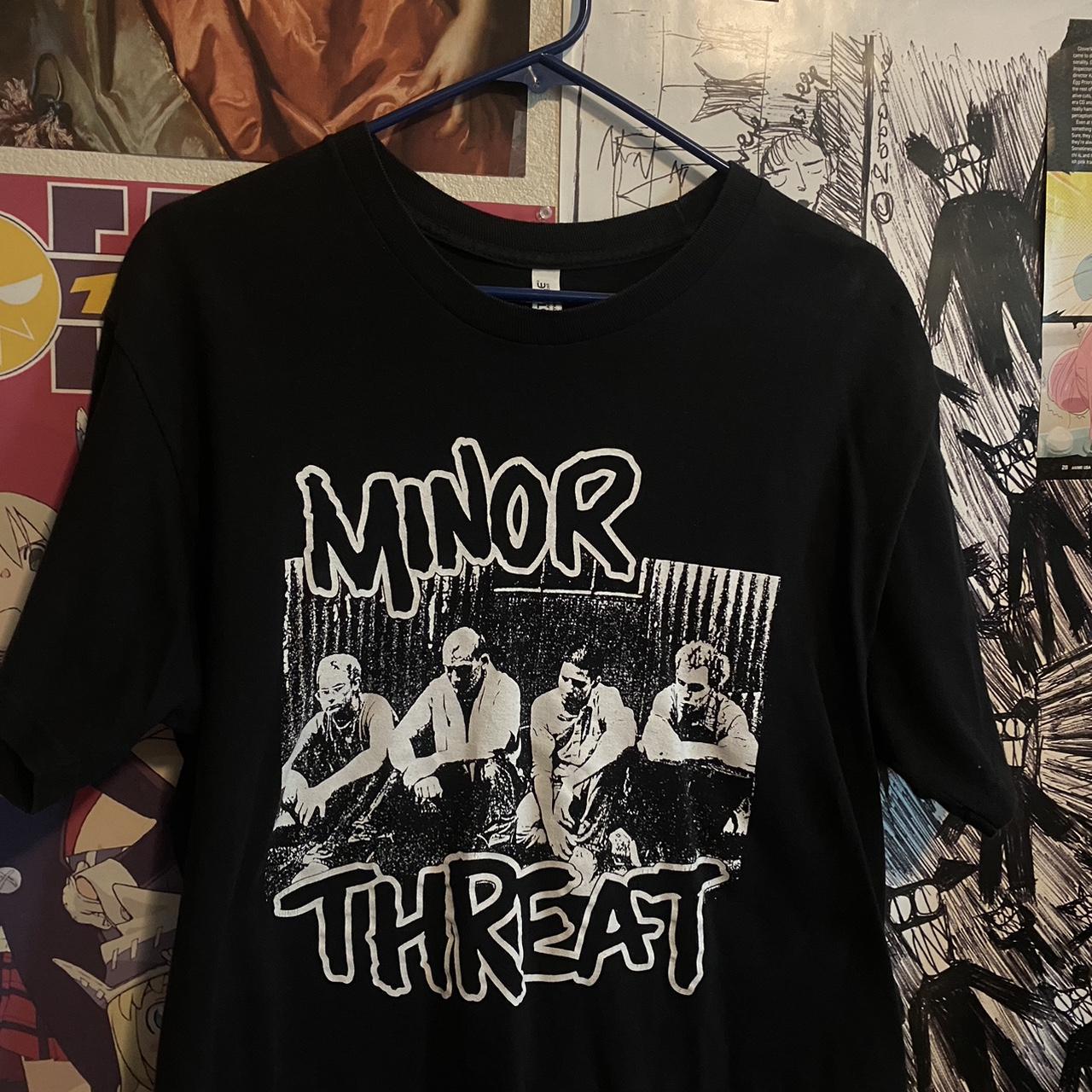 Minor Threat cropped tee -black and white -Size L ... - Depop