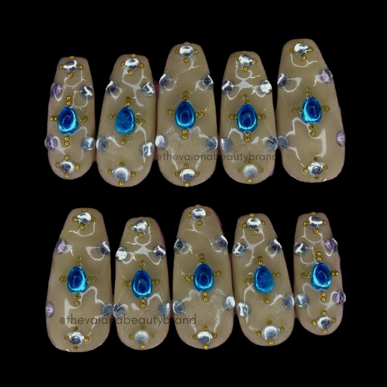 Tan Rhinestone 10 piece Press-on nails set... - Depop