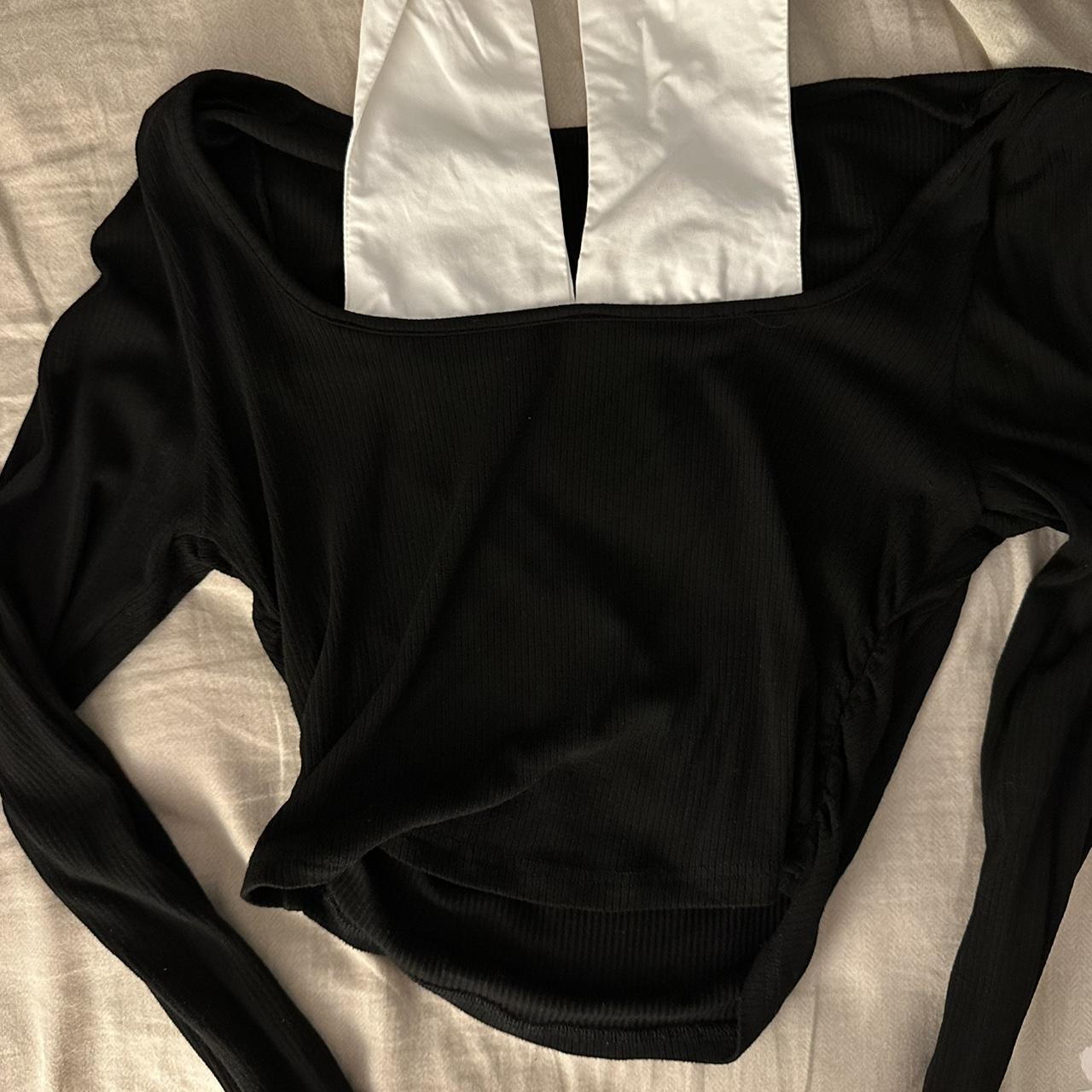 black long sleeve cute preppy top. worn once. Size s... - Depop