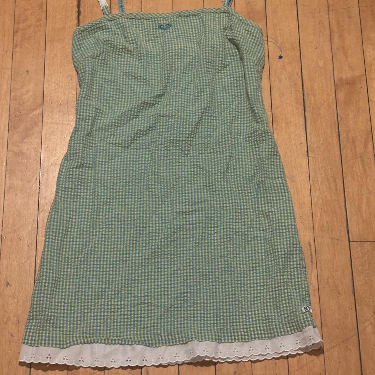 Gingham lace Roxy dress. Buckle detailed straps.... - Depop
