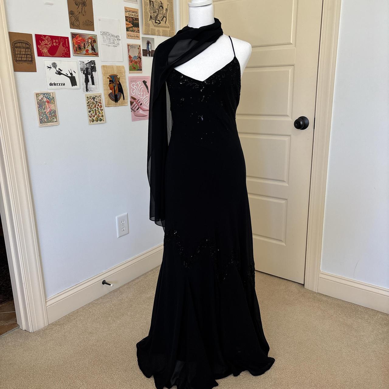 Vintage black beaded XSCAPE dress with matching... | Depop