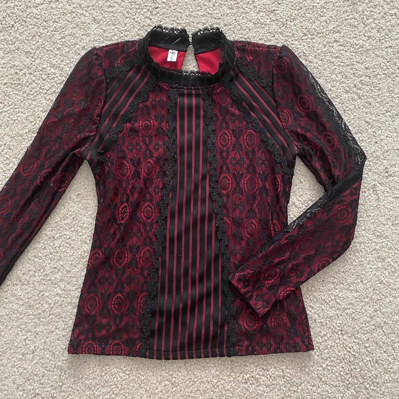 Vampire goth fitted shirt. The lace the details... - Depop