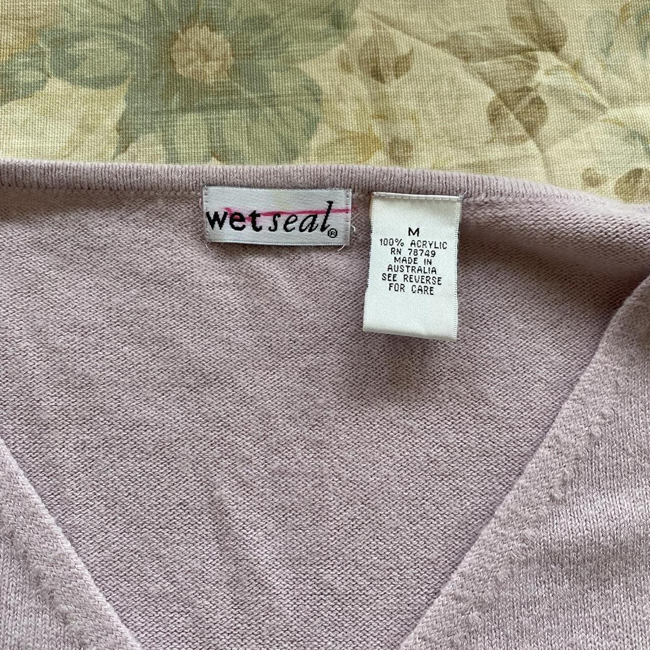 pink wet seal y2k flare sleeve sweater in great... - Depop