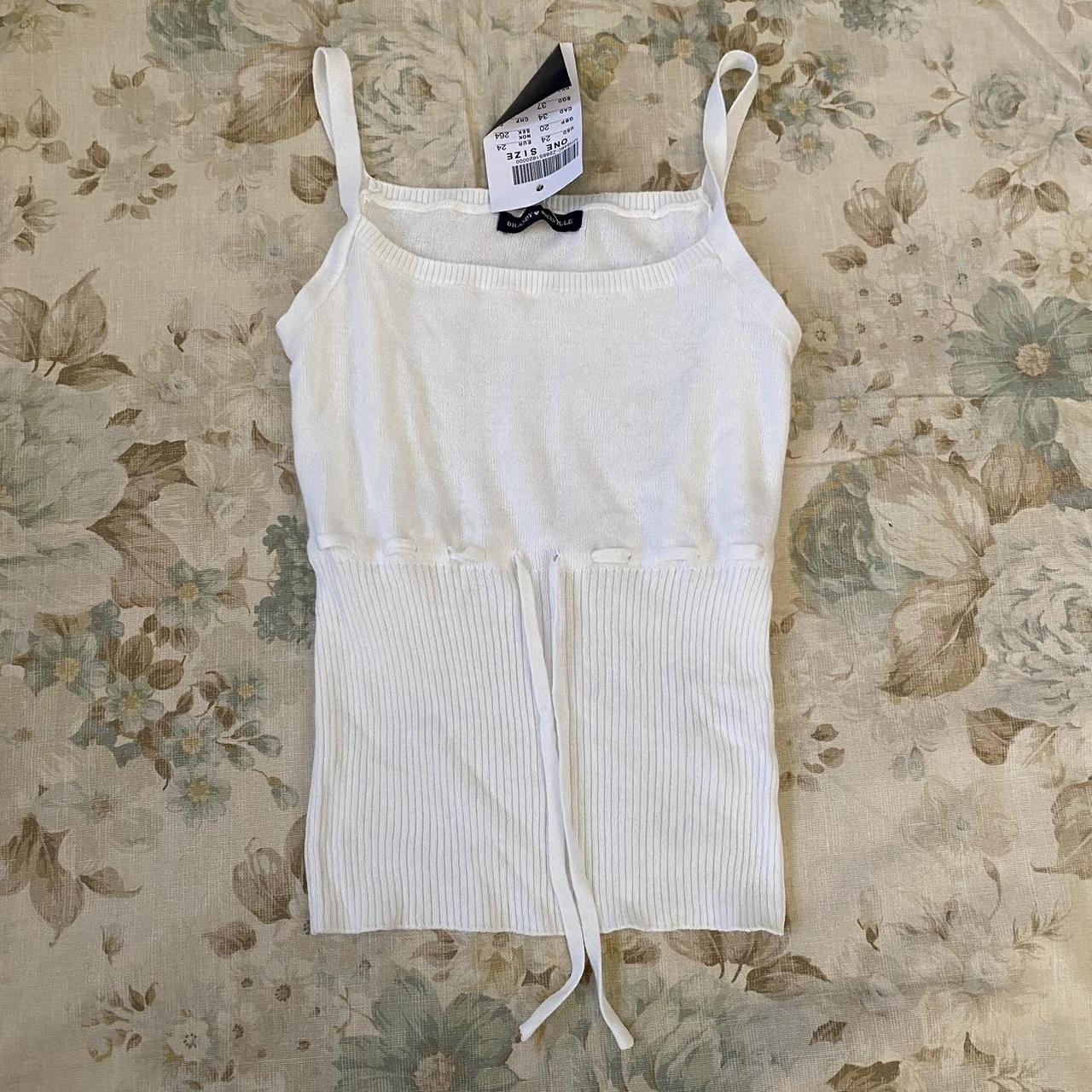 white knit tie brandy top in perfect condition with... - Depop