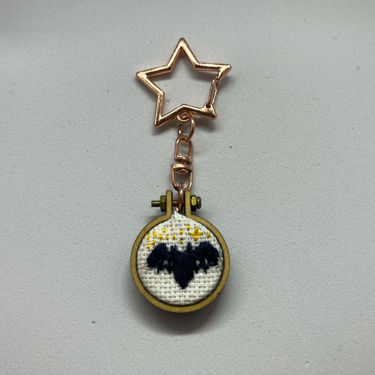 Bat hand embroidered keychain - Depop
