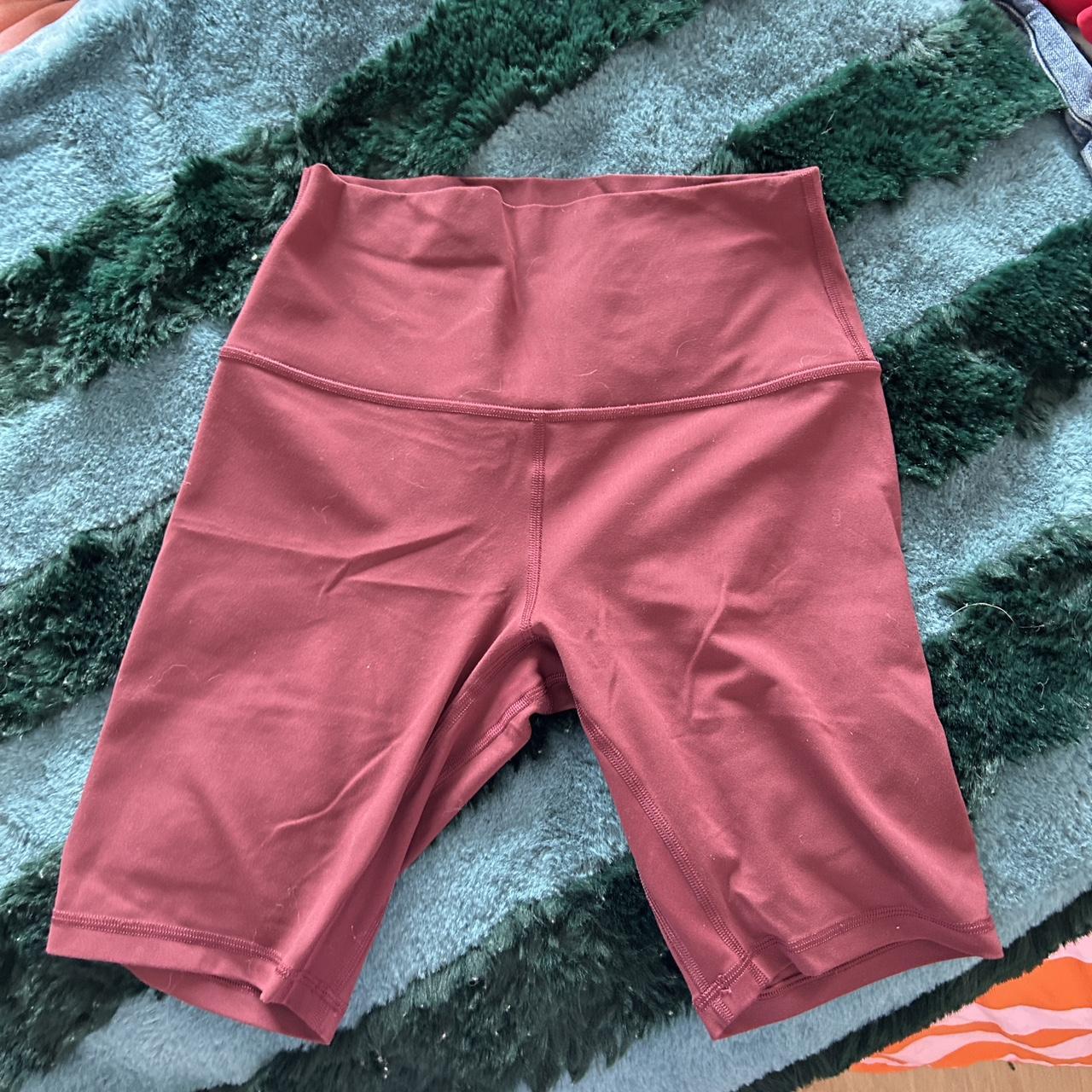 Maroon lululemon align high-waisted biker shorts... | Depop