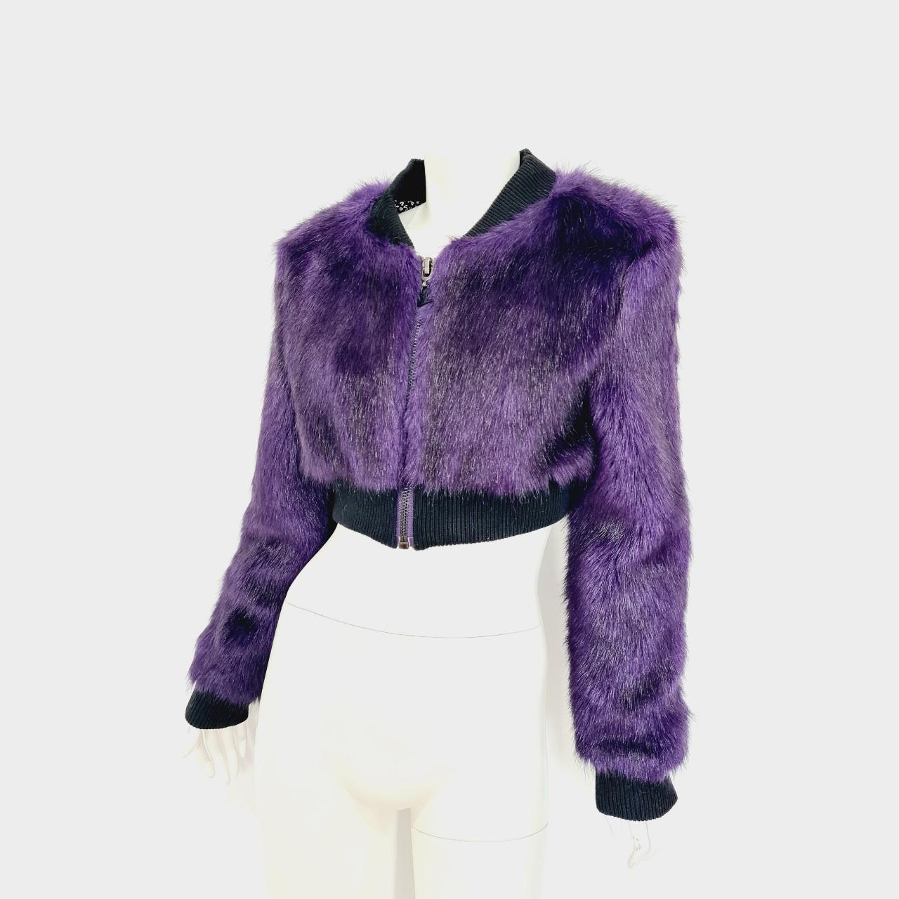 Atticus faux fur crop jacket with leopard print... - Depop