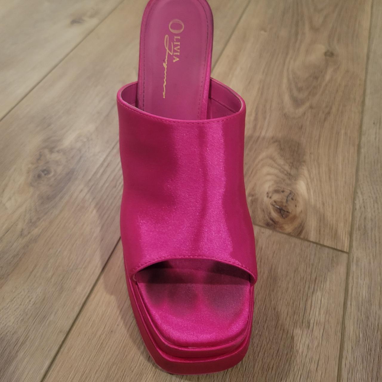 Forever 21 Hot Pink Fuschia Platform Open Toed Mules... - Depop