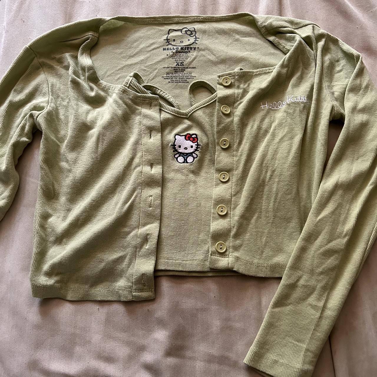 Light green Hello Kitty set Tank top Cardigan - Depop