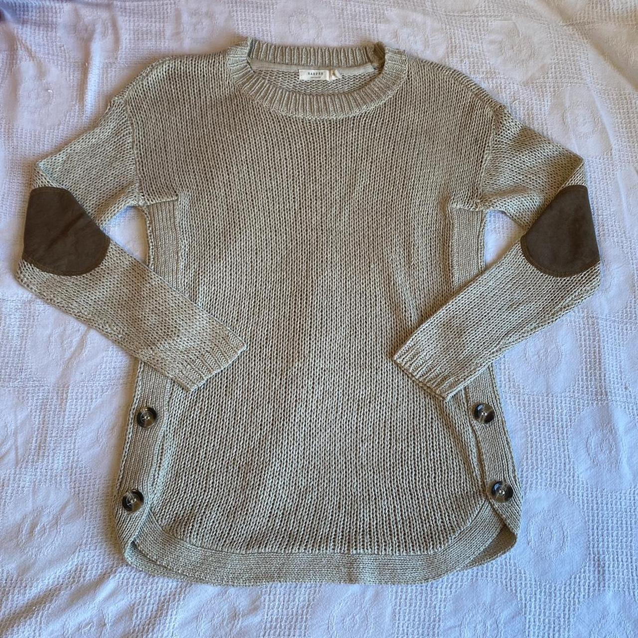 Woman’s size xs knitted cream sweater with brown... - Depop
