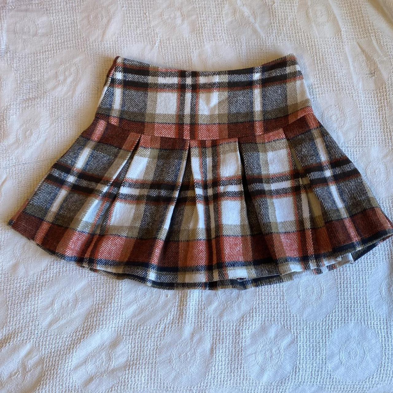 Woman’s size S pleated fuzzy plaid mini skirt... - Depop