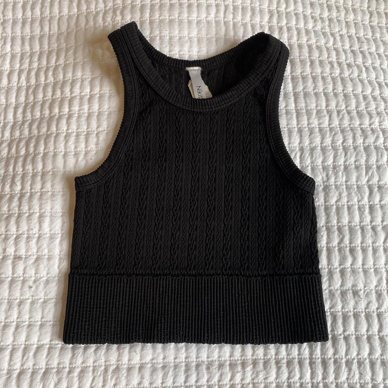 womans size s fitted black sweater print stretchy... - Depop