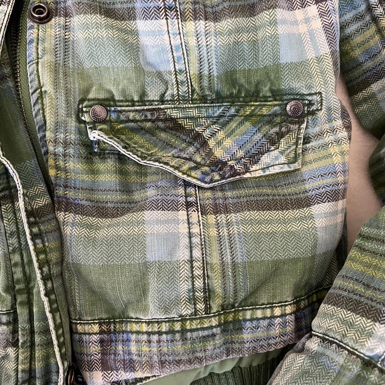 Green plaid mossimo supply jacket w cool pocket... - Depop