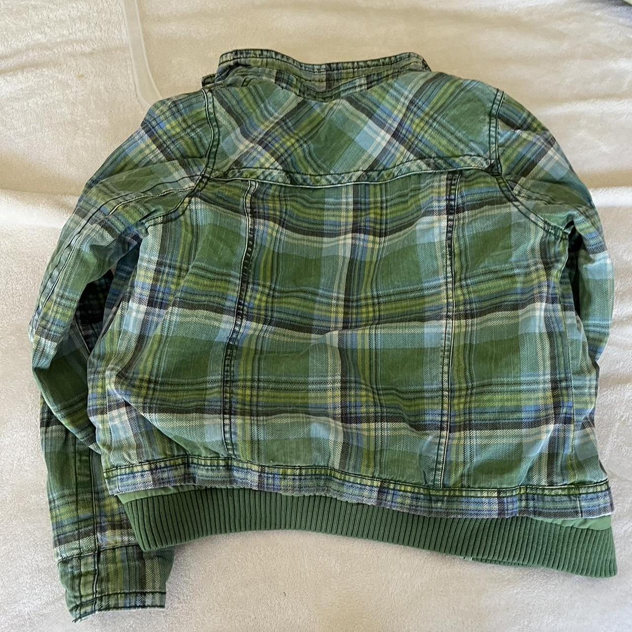 Green plaid mossimo supply jacket w cool pocket... - Depop