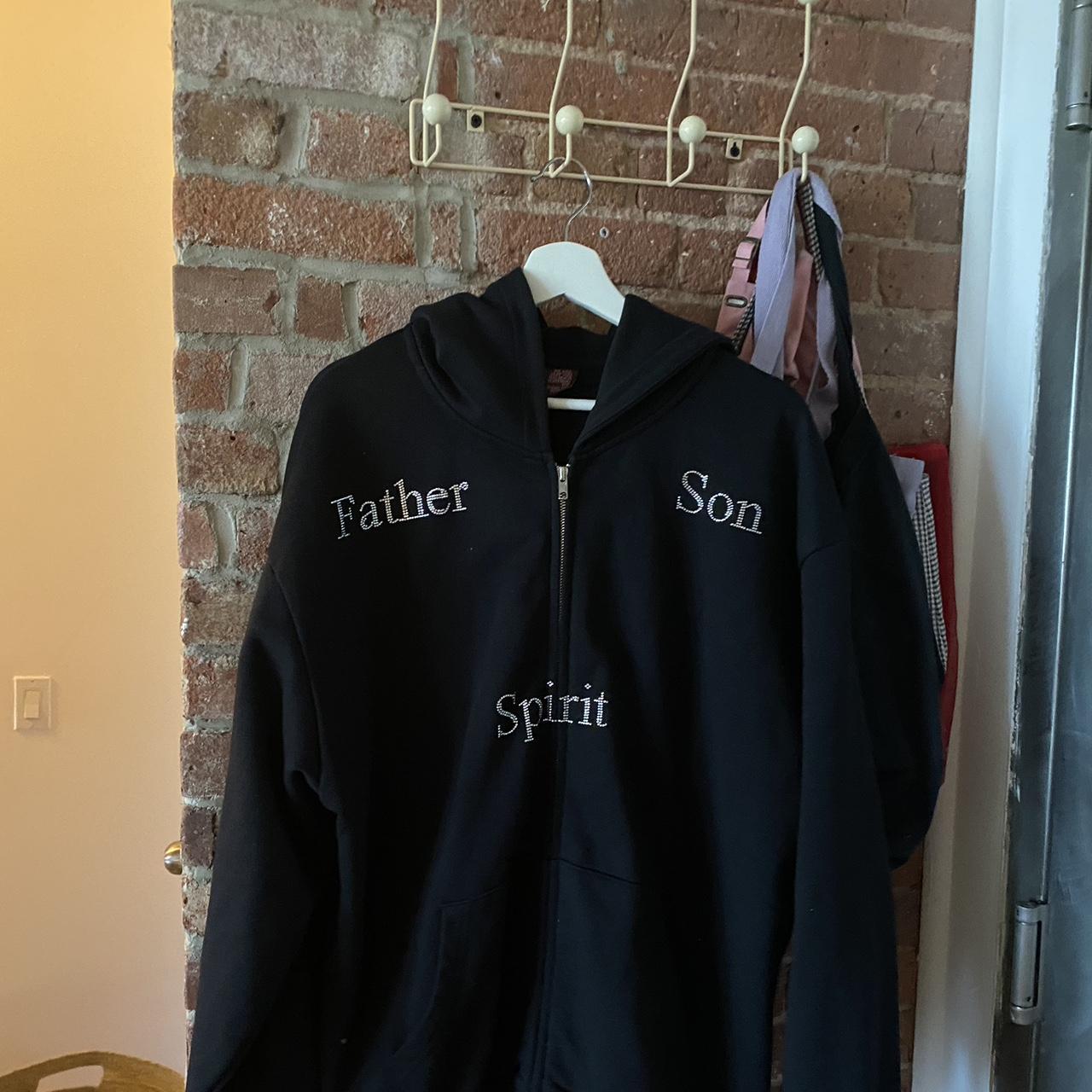 prayingg holy trinity hoodie in black with... - Depop