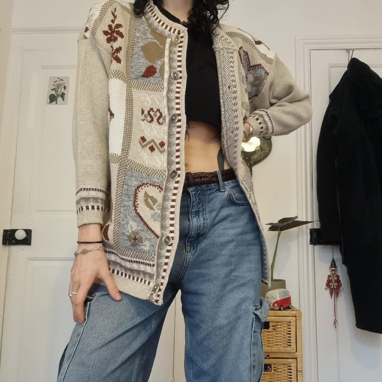 Cute cottagecore cardigan oversized fit no labelled... - Depop