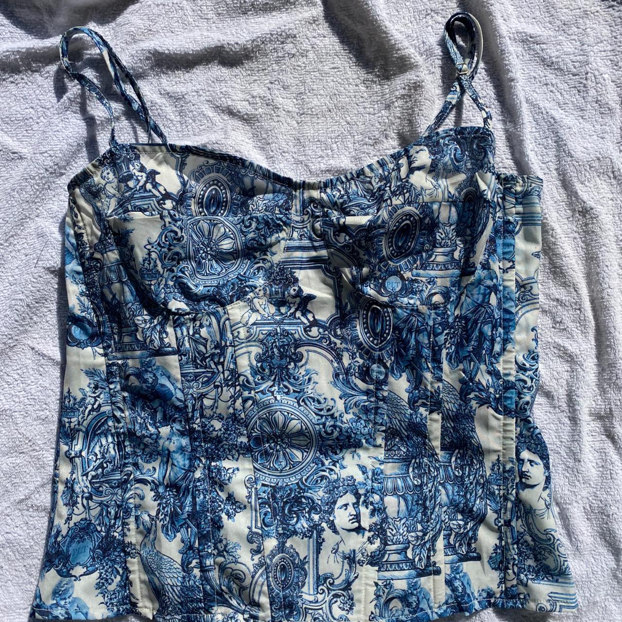 pretty little thing blue renaissance print... - Depop