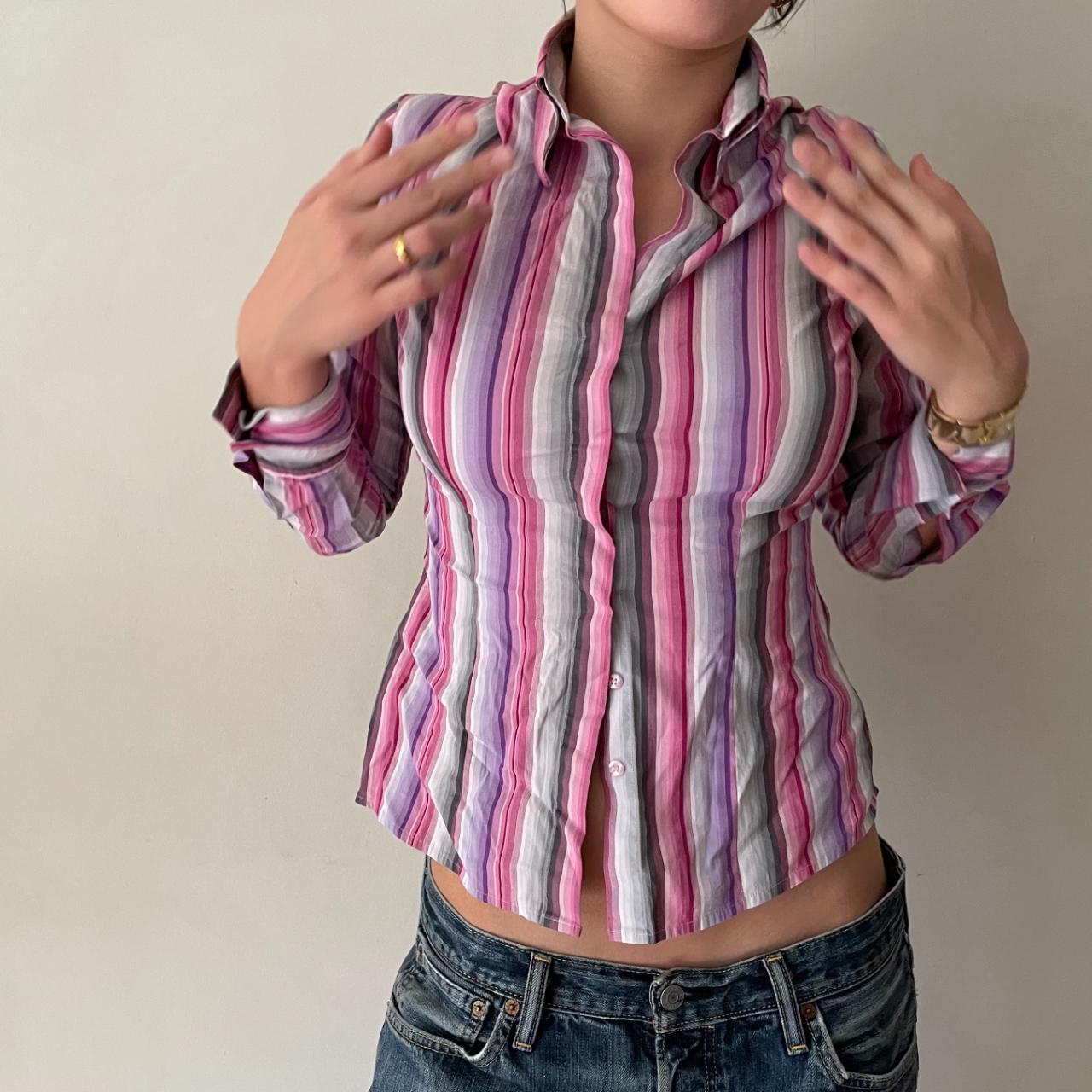 OPEN TO OFFERS: Leng stripey pink shirt, more smart... - Depop
