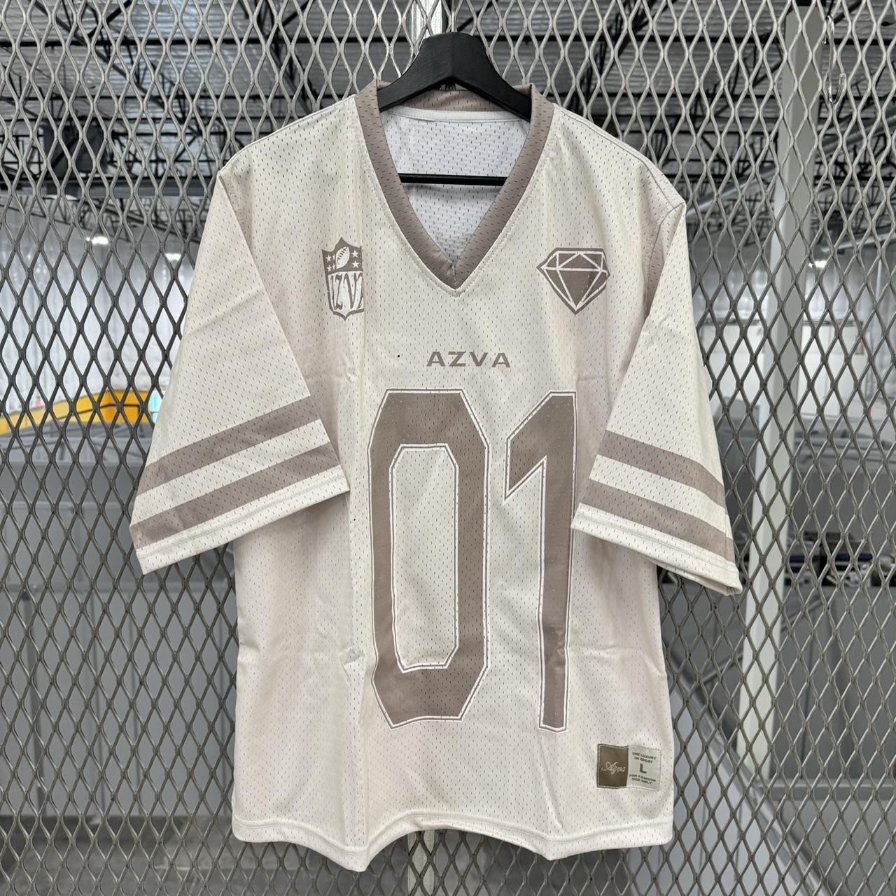 AZVA cream oversized football jersey Sizes S, M, L... - Depop