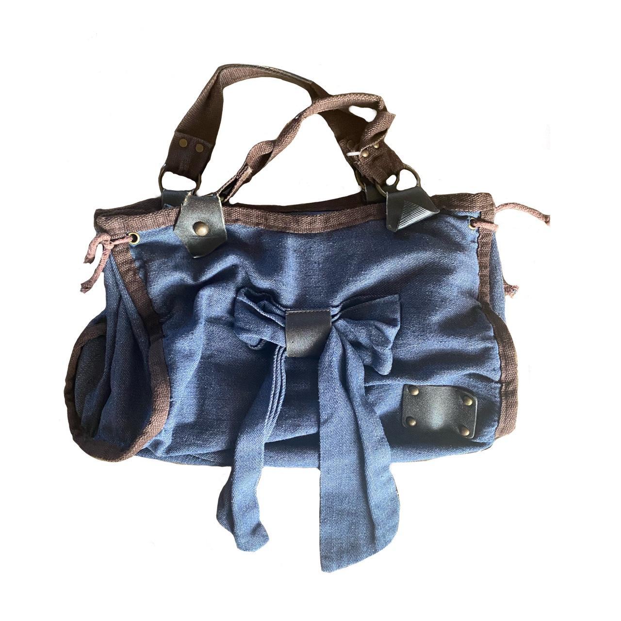 vintage y2k denim handbag with a bow on it! super... | Depop