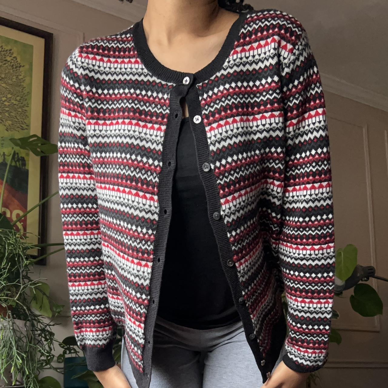 Cozy cabin core holiday patterned cardigan by Croft... - Depop