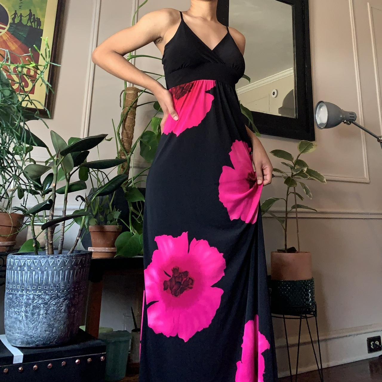 Body Central Women's Pink and Black Dress | Depop