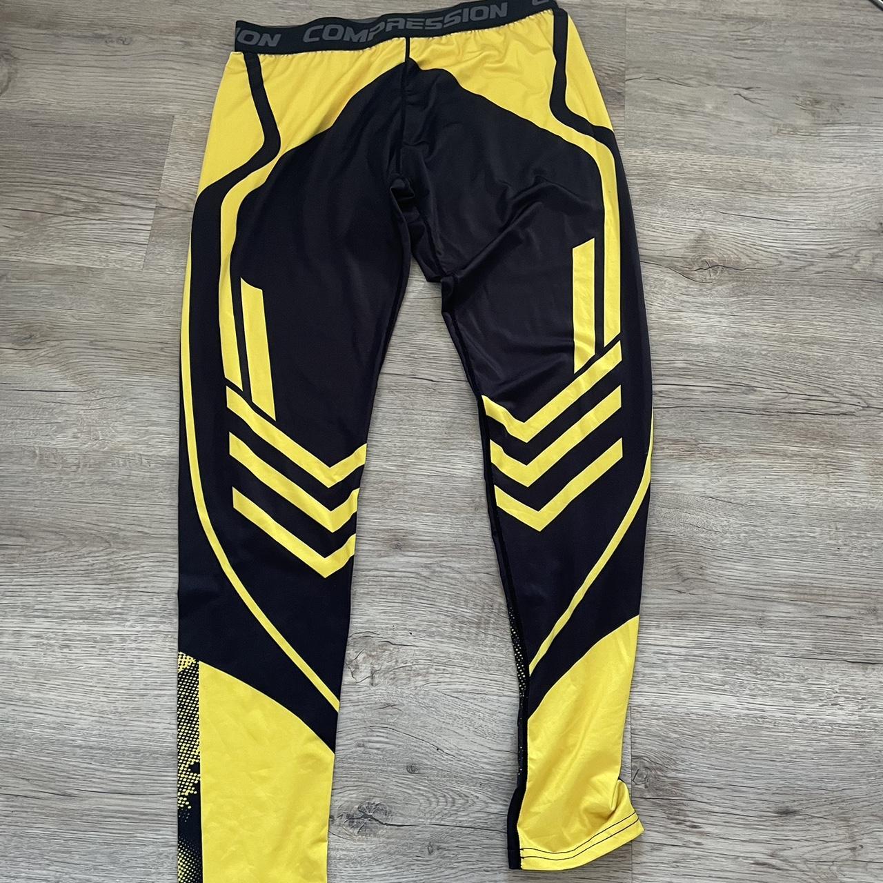 Compression Tights for Men Size L Black / Yellow New... - Depop