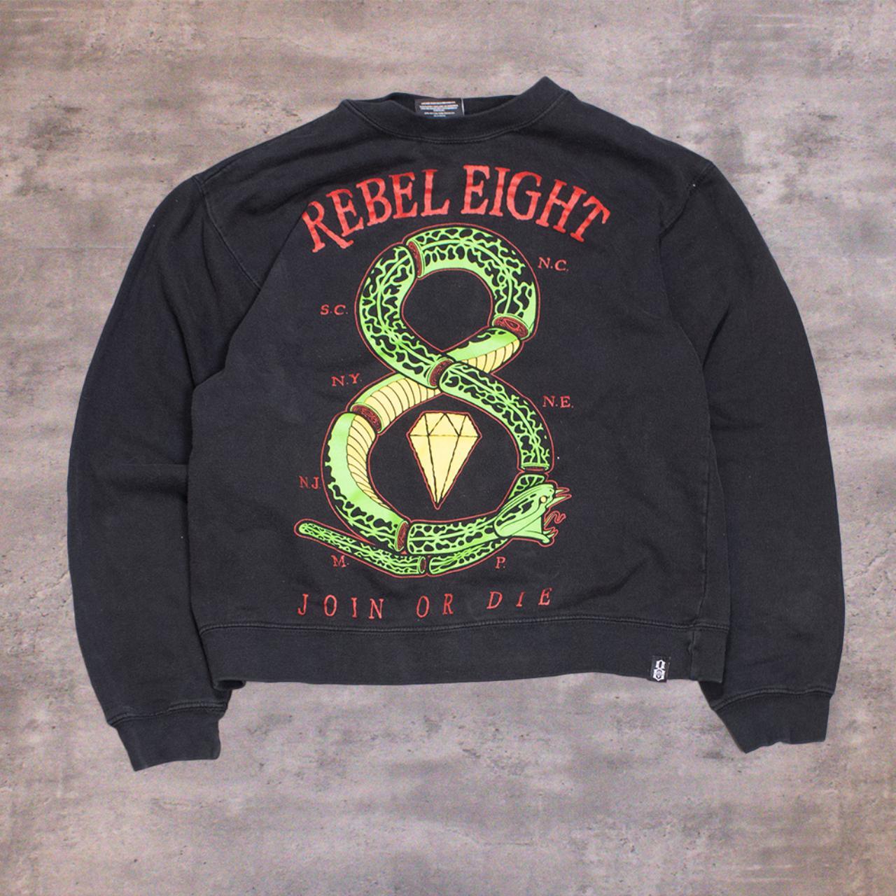 Rebel Eight Join or Die Black Crewneck Sweater •... | Depop