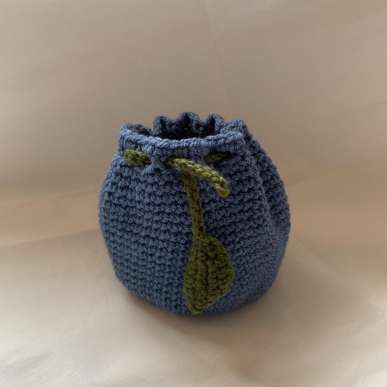 Fruit-themed Crochet Pouch 🍎 🍑 🫐 Handmade by me... - Depop