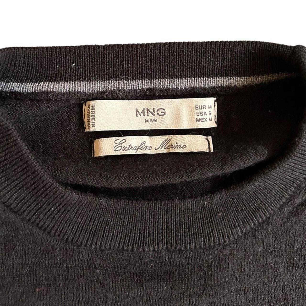 MNG Mango Men Extrafine Merino Black Crewneck... - Depop