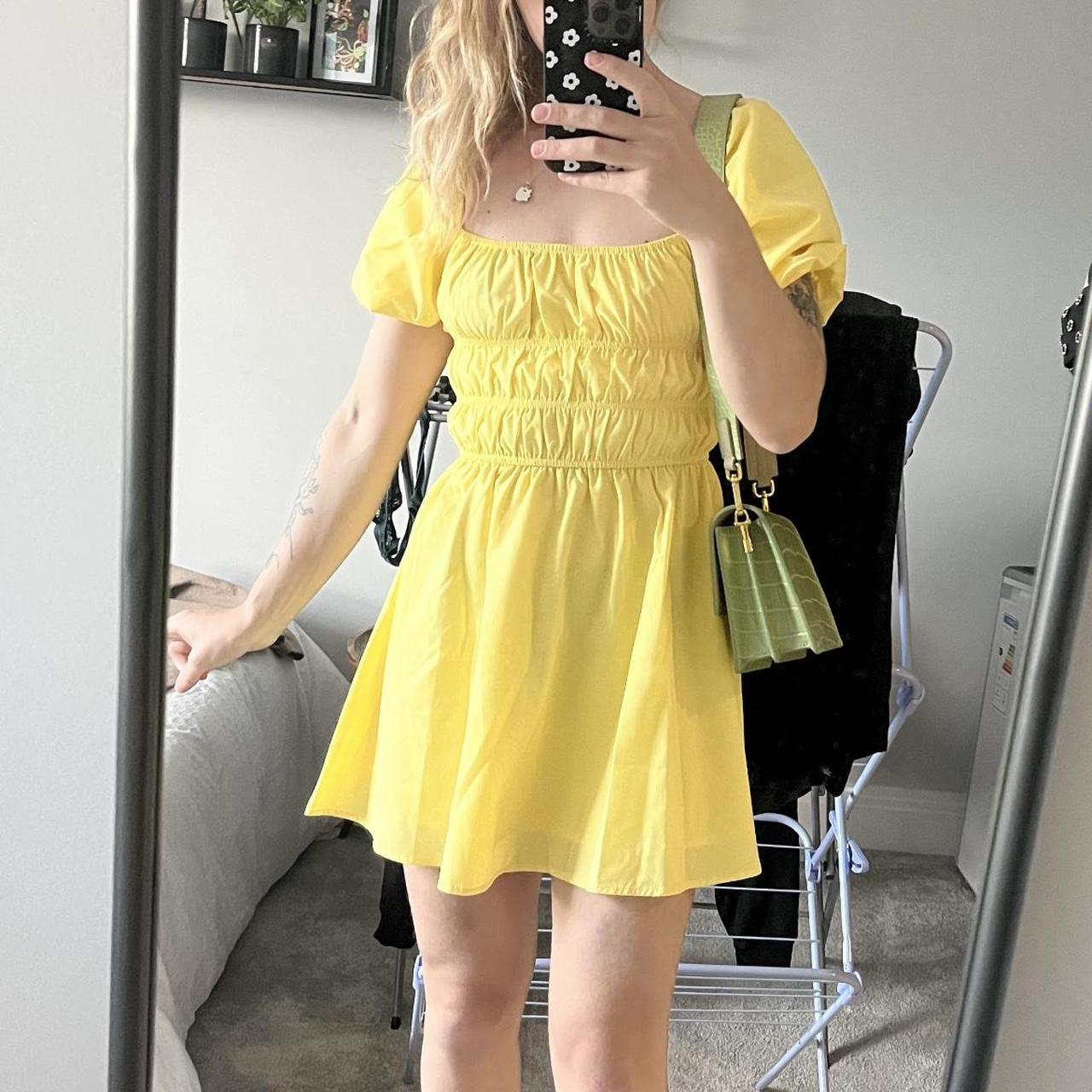 Yellow The Frolic Asos Puff Sleeve Smock Shired Mini... - Depop