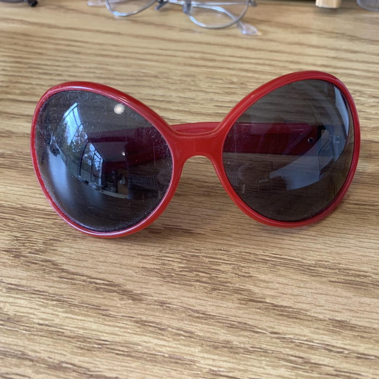 Red and black sunglasses #accessory #retro #ladybug... | Depop