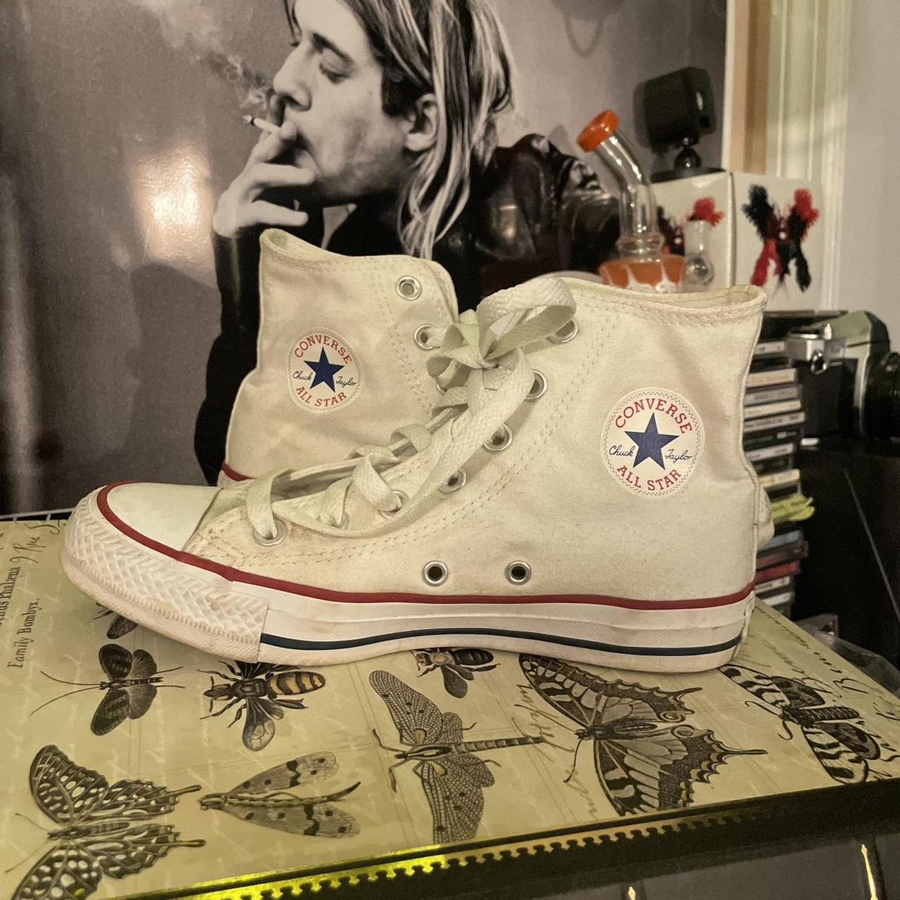 🥀 classic high top converse in the color “parchment”... - Depop