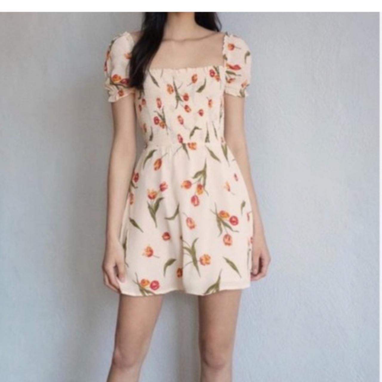 Reformation orangerie tulip print mini dress with... | Depop