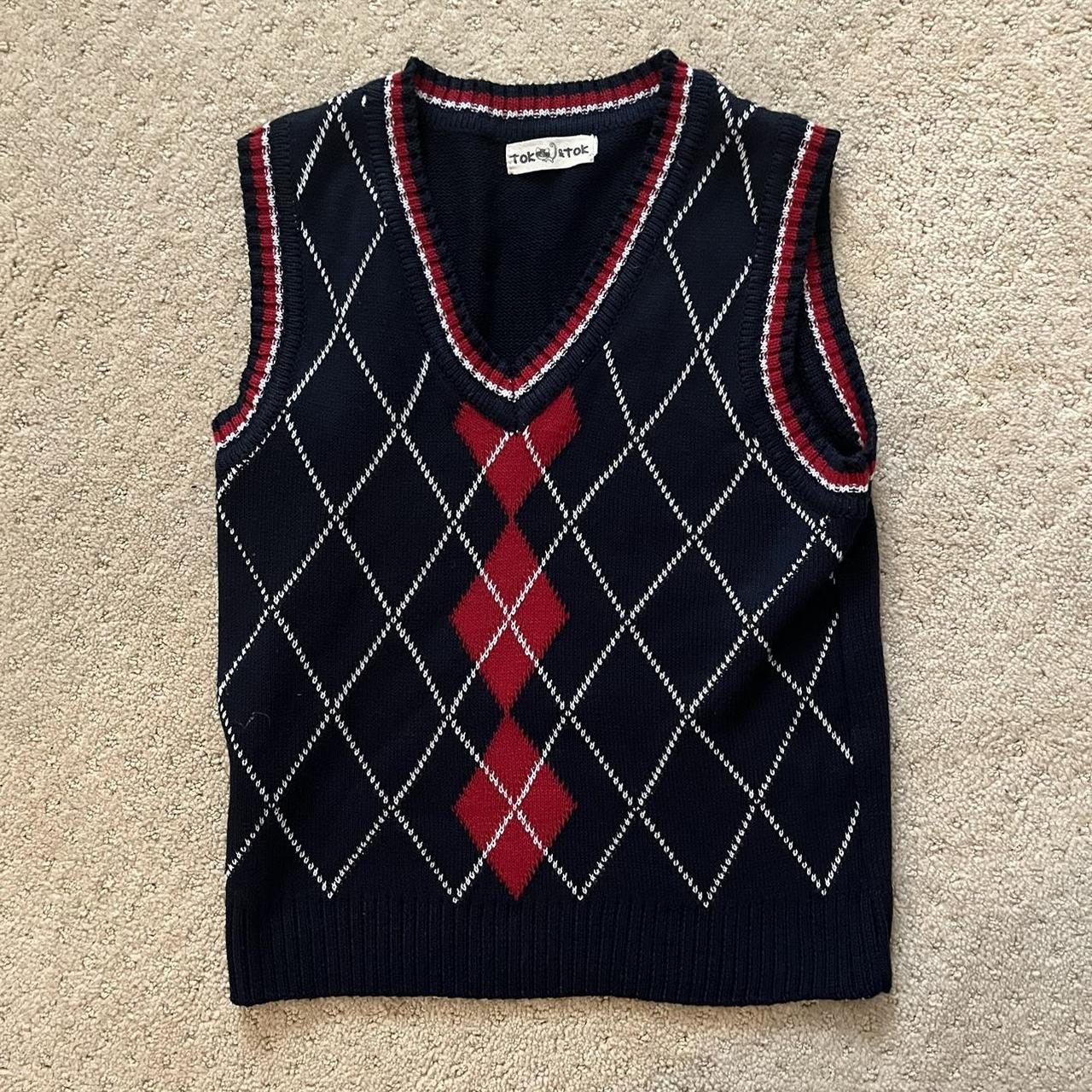 Cropped Argyle Sweater Vest Depop