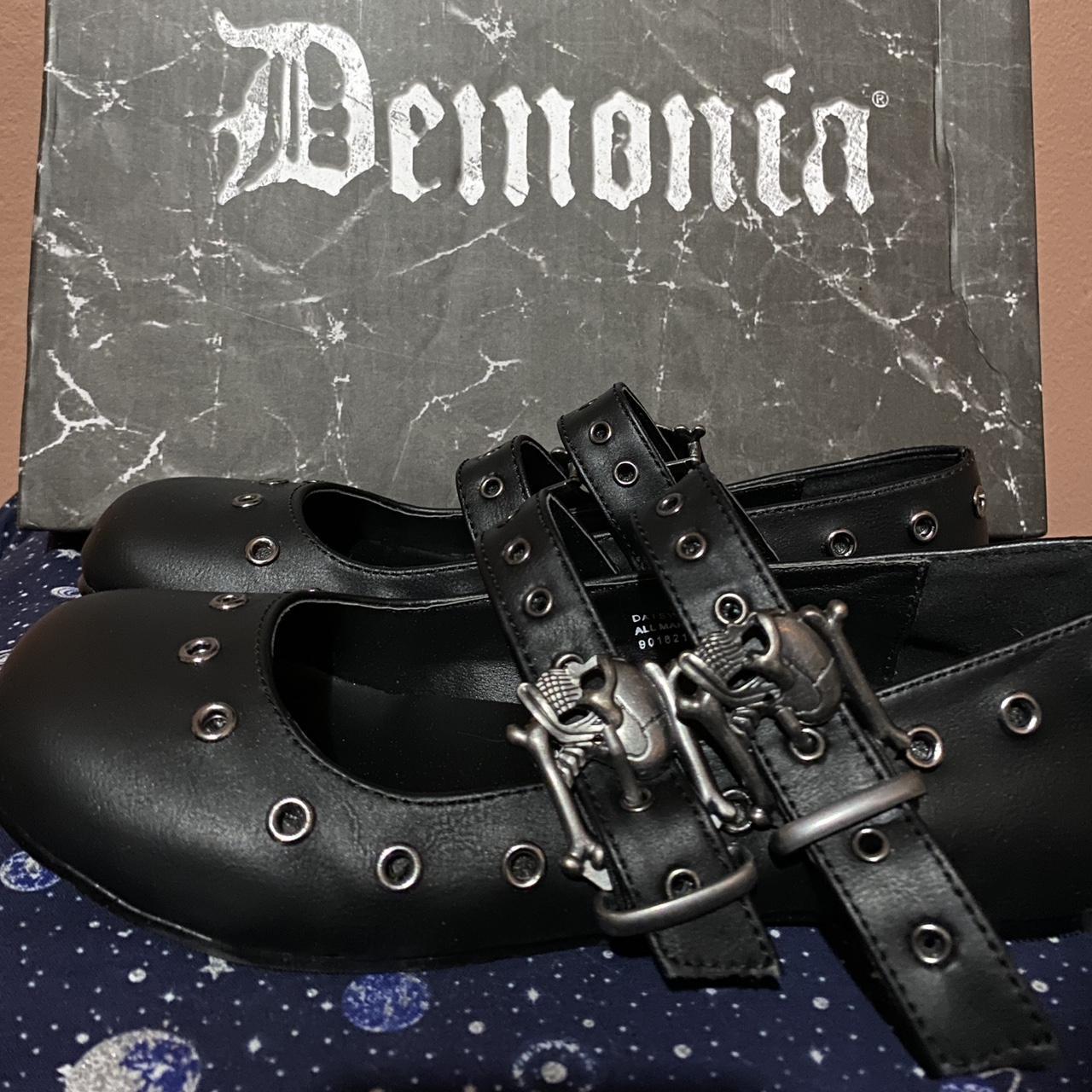 Demonia skull mary janes 🕸️☠️ -worn twice Recently... - Depop