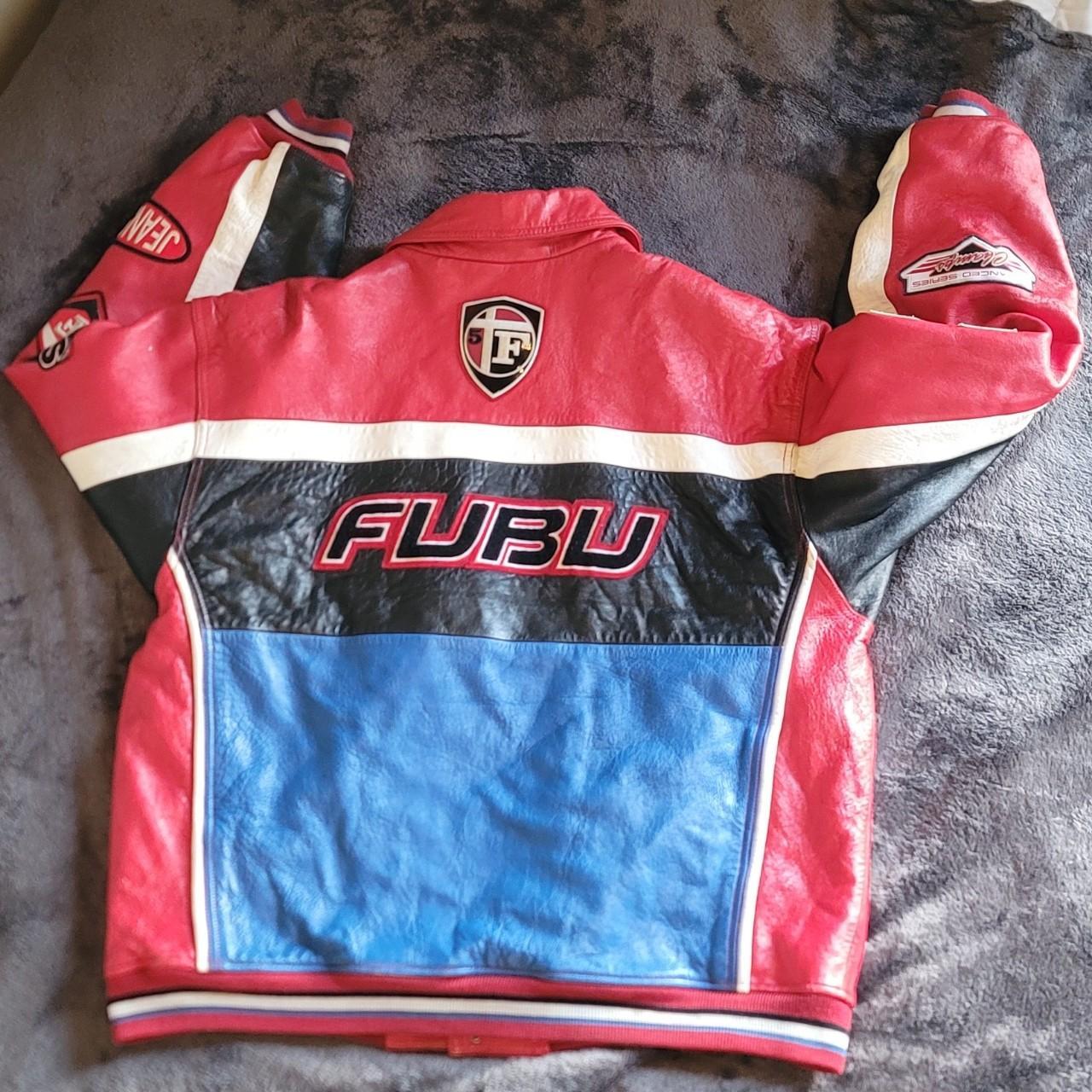 Vintage fubu leather bomber in red #bomber #fubu... - Depop