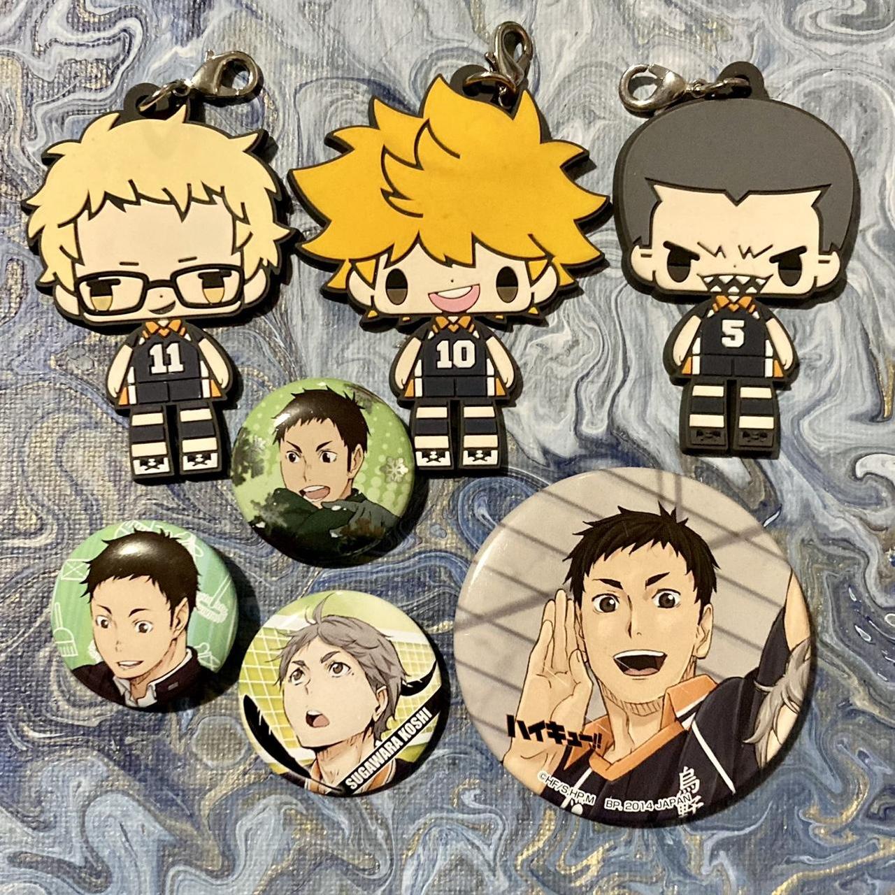 lot of official haikyuu can badges/pins and rubber... - Depop