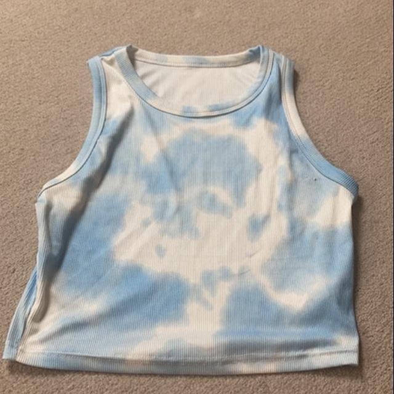Women's White and Blue Vest | Depop