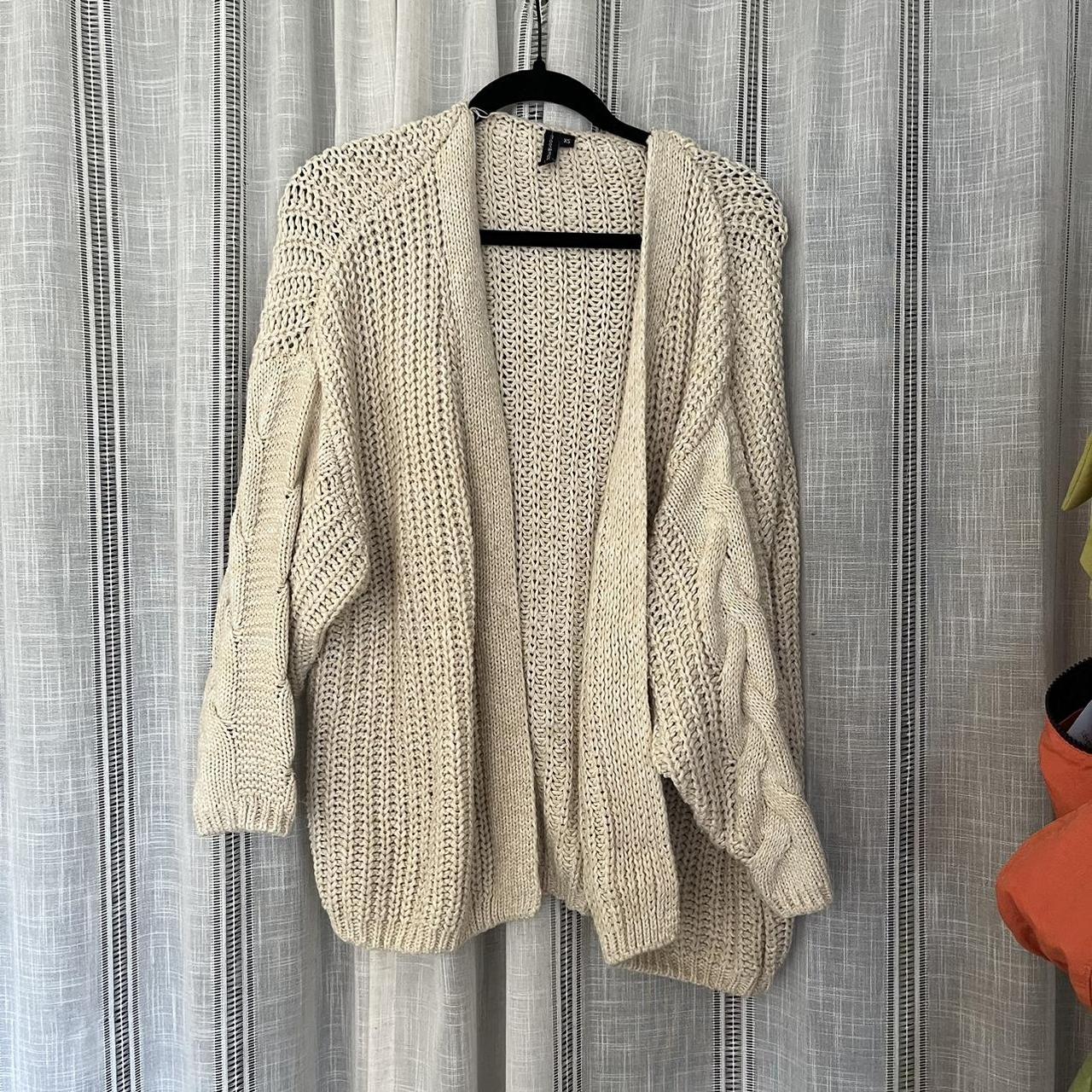 cream cable knit cardigan, perfect condition very... - Depop
