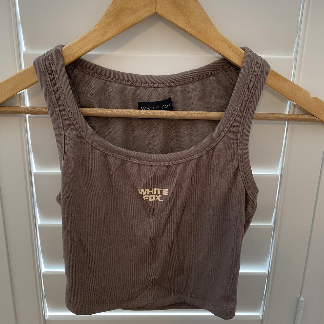 white fox crop top size xs worn a few times - Depop
